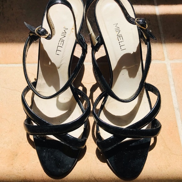 Minelli | Shoes | Vintage Minelli Leather Heel Sandals Sexy Strap Open ...